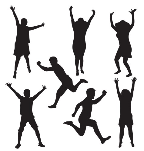 Kids jumping silhouette 03 Royalty Free Vector Image