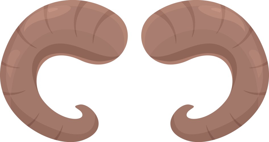 Pair of brown animal horns pointing upwards Vector Image