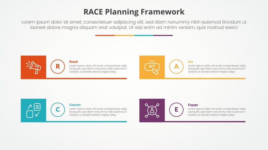 Race framework infographic concept for slide Vector Image