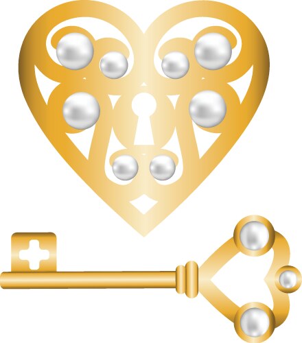 Heart and skeleton key Royalty Free Vector Image