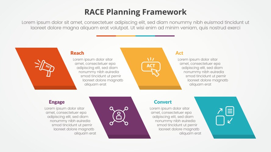 Race framework infographic concept for slide Vector Image