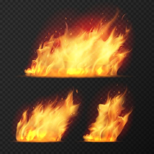 Fire glowing flames icons set Royalty Free Vector Image