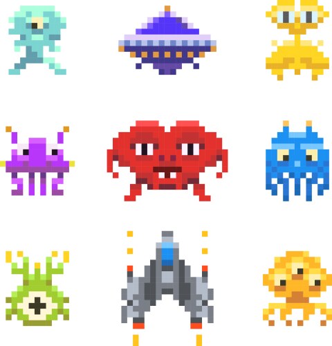Pixel monster set Royalty Free Vector Image - VectorStock
