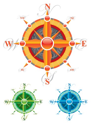 Ancient compass rose Royalty Free Vector Image