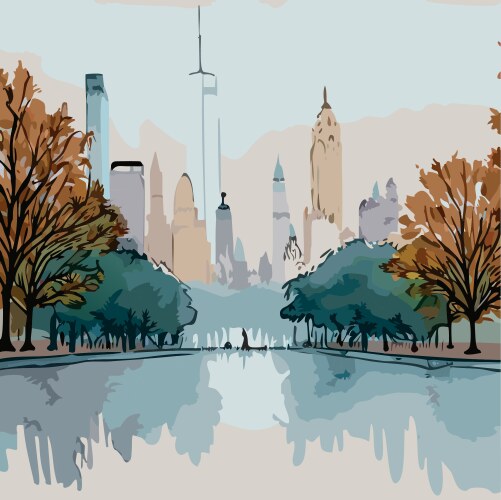 New york central park landscape Royalty Free Vector Image