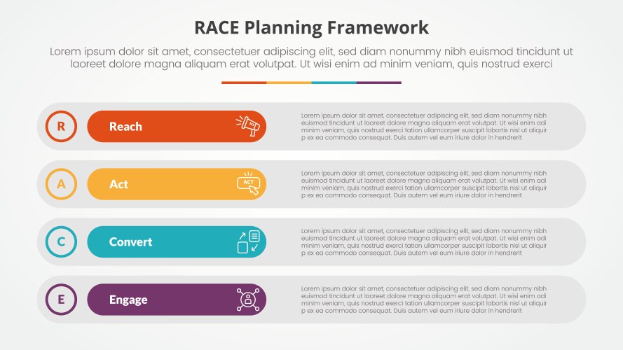 Race framework infographic concept for slide Vector Image