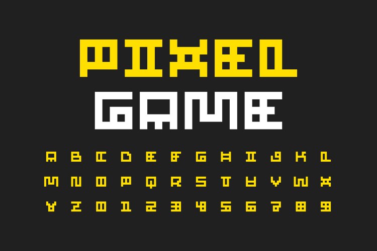 Video game pixel font with distortion Royalty Free Vector Video game pixel font with distortion Royalty Free Vector