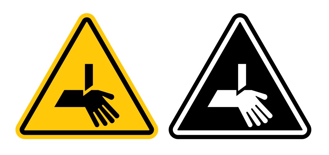 Cutting hand straight blade sign icon set warning Vector Image