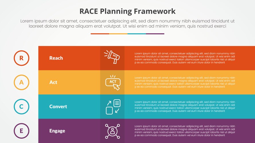 Race framework infographic concept for slide Vector Image