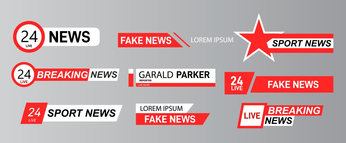 Breaking news banners television broadcast header Vector Image