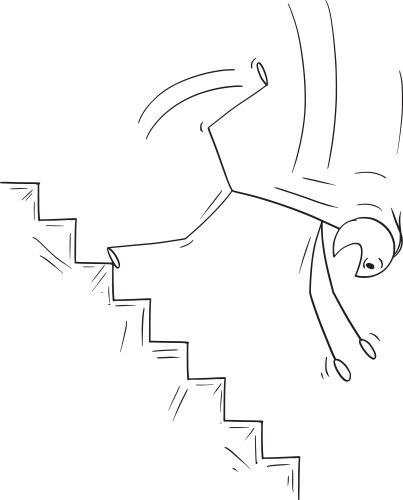 Cartoon of man falling down and holding empty sign