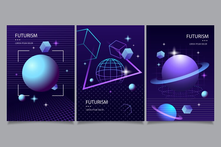 Gradient futuristic cover collection Royalty Free Vector