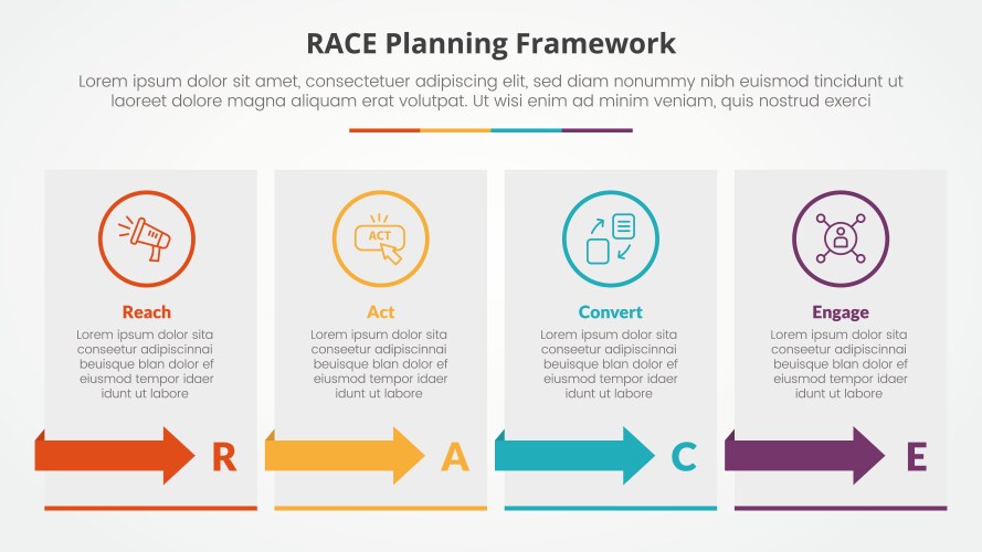Race framework infographic concept for slide Vector Image