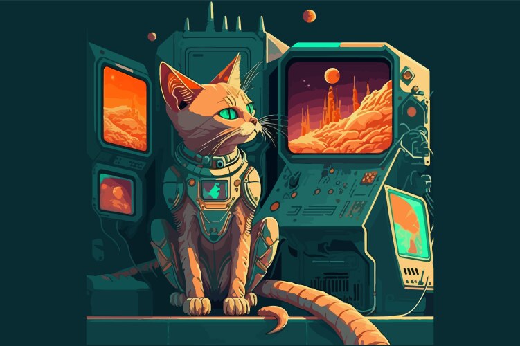 Sci fi cat Royalty Free Vector Image - VectorStock