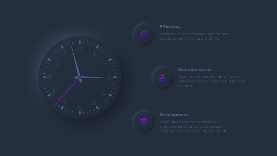 Neumorphic clock schedule Royalty Free Vector Image