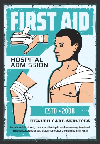 First aid medical poster seamless background Vector Image