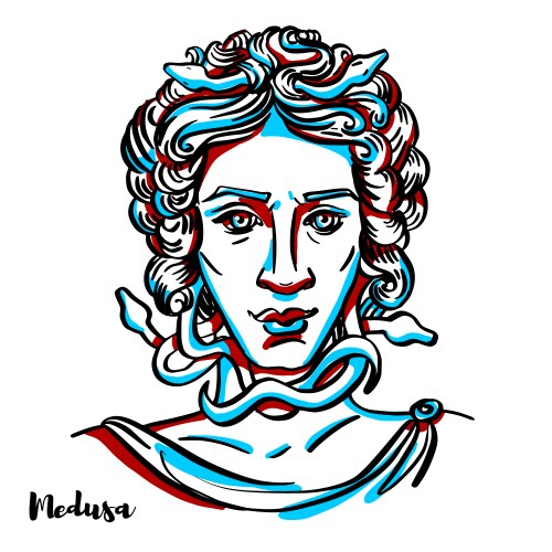 Medusa greek myth creature coloring Royalty Free Vector