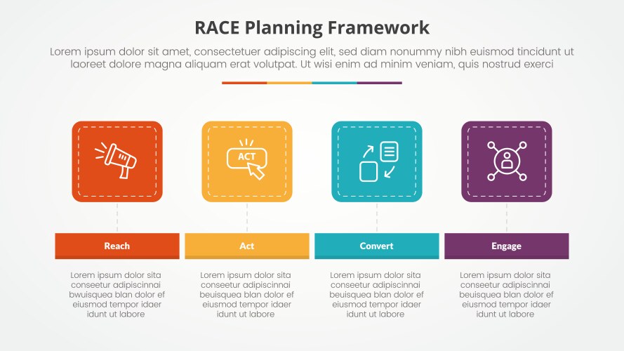 Race framework infographic concept for slide Vector Image