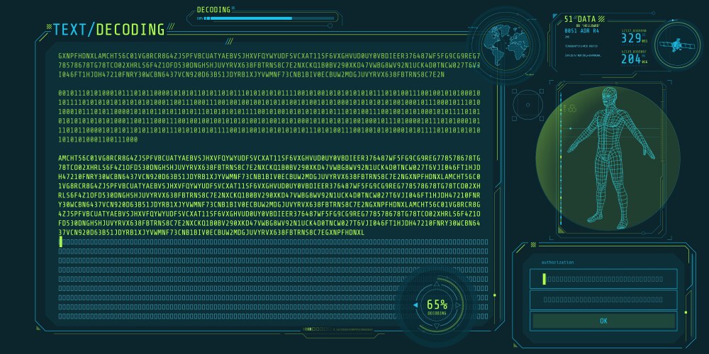Hud interface futuristic design with text decoding