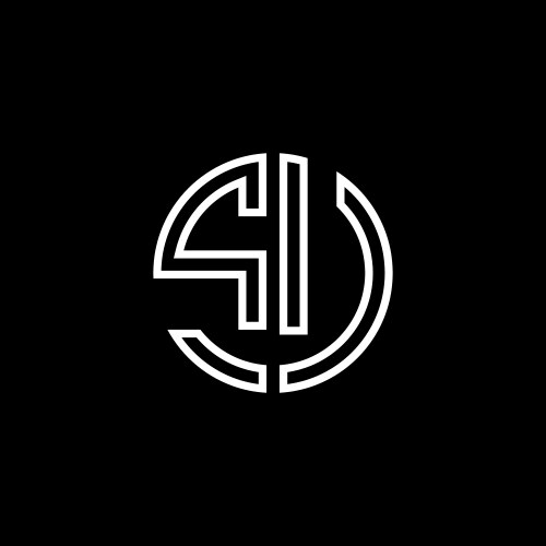 Su logo monogram with sword element ribbon design Vector Image