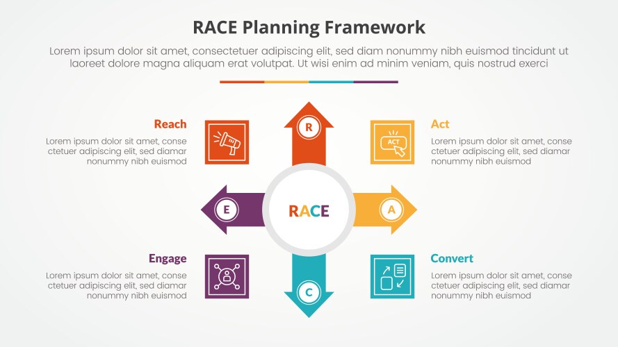 Race framework infographic concept for slide Vector Image