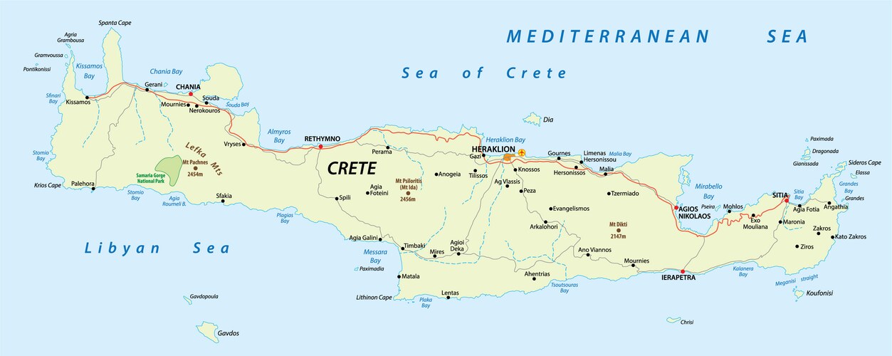Crete Ribbon Map (60090466) – Royalty-Free Vector | VectorStock