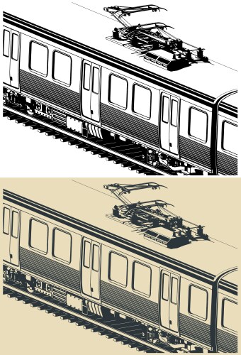 City train isometric blueprint close up Royalty Free Vector