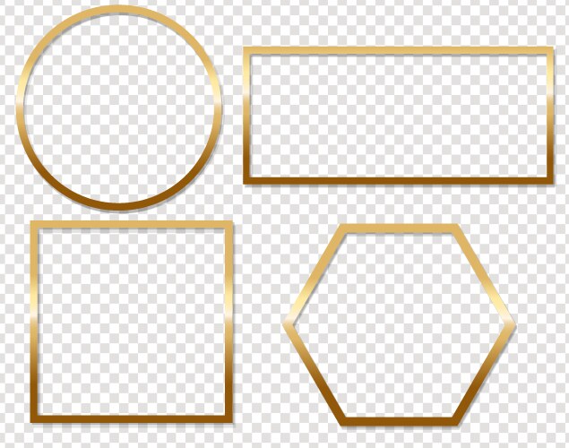 Golden frame in rectangle shape with light effect Vector Image