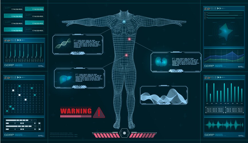 Medical infographic hud ui concept of body scan Vector Image