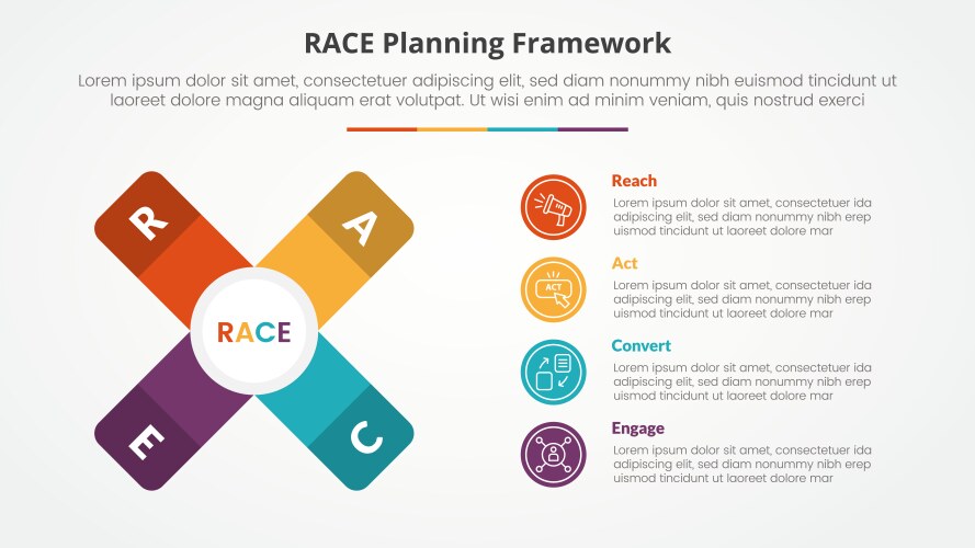 Race framework infographic concept for slide Vector Image