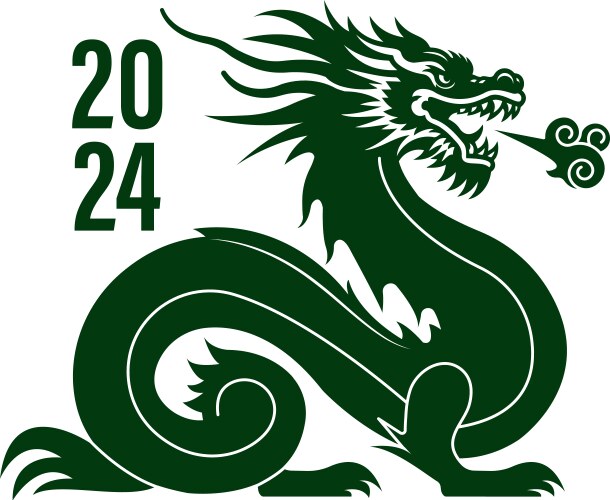 Dragon full body side view black silhouette Vector Image