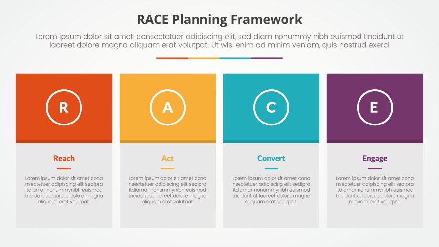 Race framework infographic concept for slide Vector Image