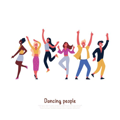 Cartoon people dancing at beach party set Vector Image