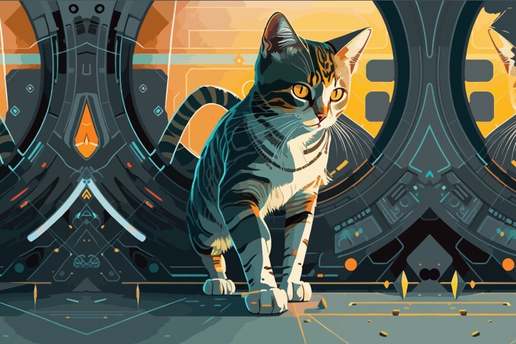 Sci fi cat Royalty Free Vector Image - VectorStock