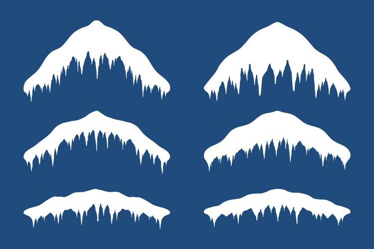 Snow cap ice set winter design snowy icicle roof Vector Image
