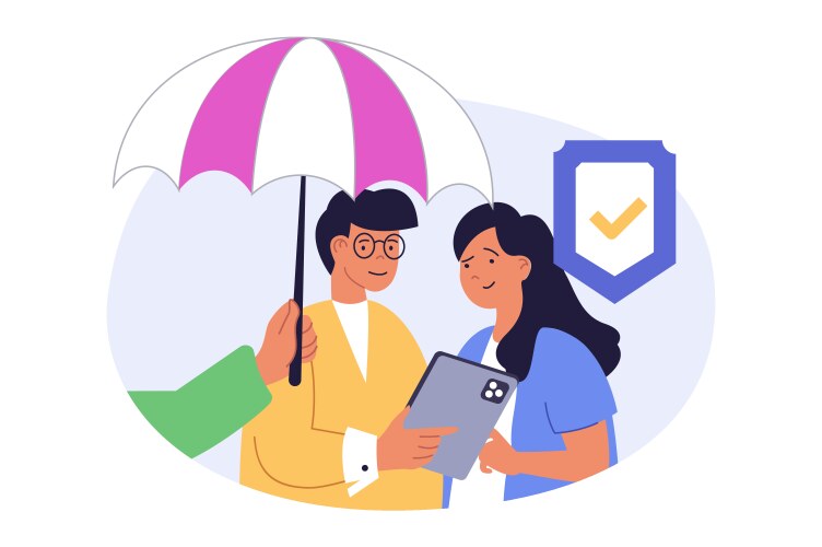 Insurance concept in modern flat design for web Vector Image