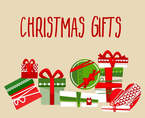 Christmas stickers collection with gift boxes Vector Image