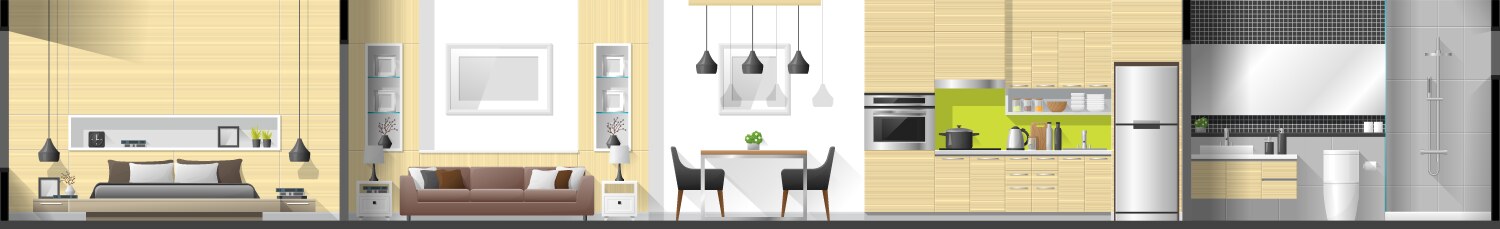 House interior section panorama Royalty Free Vector Image
