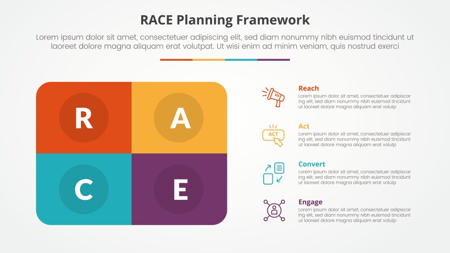 Race framework infographic concept for slide Vector Image