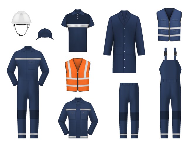 Work wear and uniform set isolated Royalty Free Vector Image