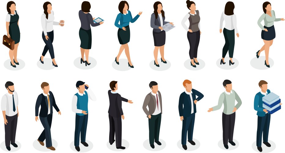 Construction workers isometric people Royalty Free Vector