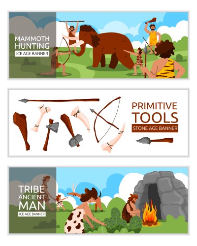 Primitive tribe cave people stone age primal Vector Image