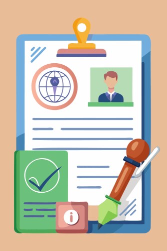 Work permit approval Royalty Free Vector Image