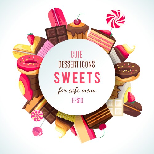 Candies background realistic sweets and desserts Vector Image