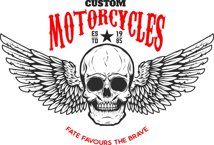 Custom motorcycles poster template with winged Vector Image
