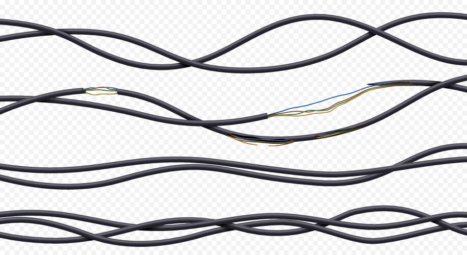 Realistic damaged electric cables set Royalty Free Vector