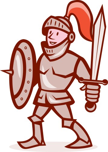 Knight with shield and sword Royalty Free Vector Image
