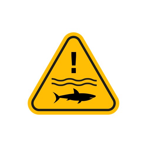 Shark warning sign icon set caution for marine Vector Image