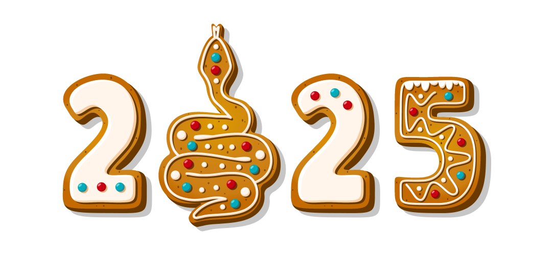 Christmas gingerbread cookie 2025 with snake Vector Image