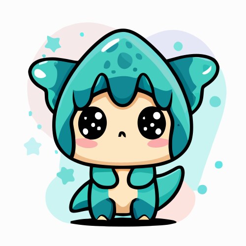 Cute dinosaur kawaii chibi drawing style Vector Image